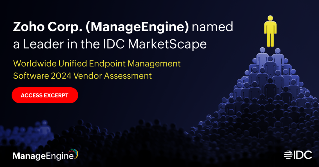 Zoho Corp. (ManageEngine) recognized as a Leader in five 2024 IDC ...